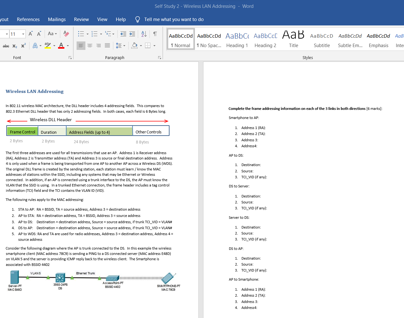 Solved In 802.11 wireless MAC architecture, the DLL header | Chegg.com