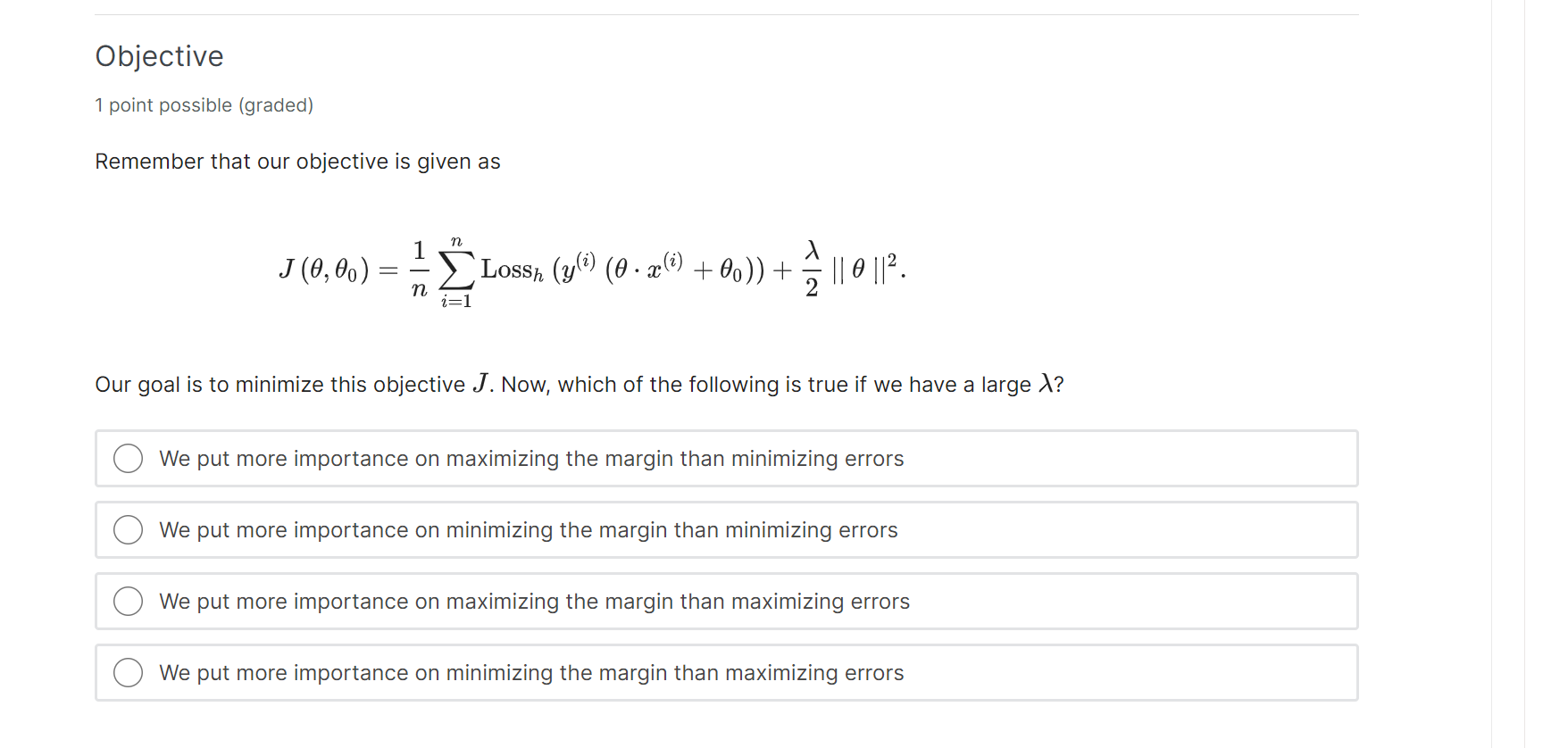 Solved Objective 1 point possible (graded) Remember that our | Chegg.com