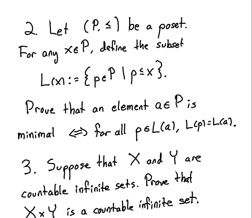 Solved 1. 2. Let (P. =) be a poset. For any x&P, define the | Chegg.com