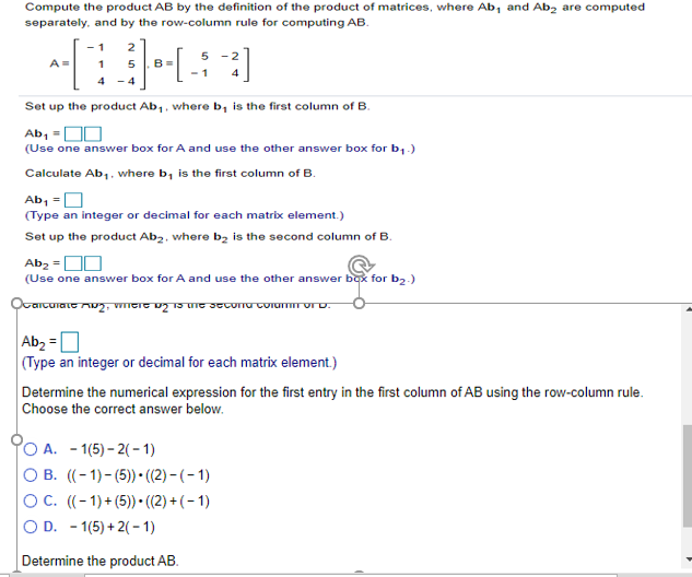 Solved Compute the product AB by the definition of the | Chegg.com
