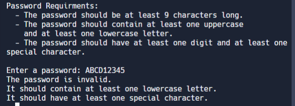Solved Write a program that asks for a password and then | Chegg.com