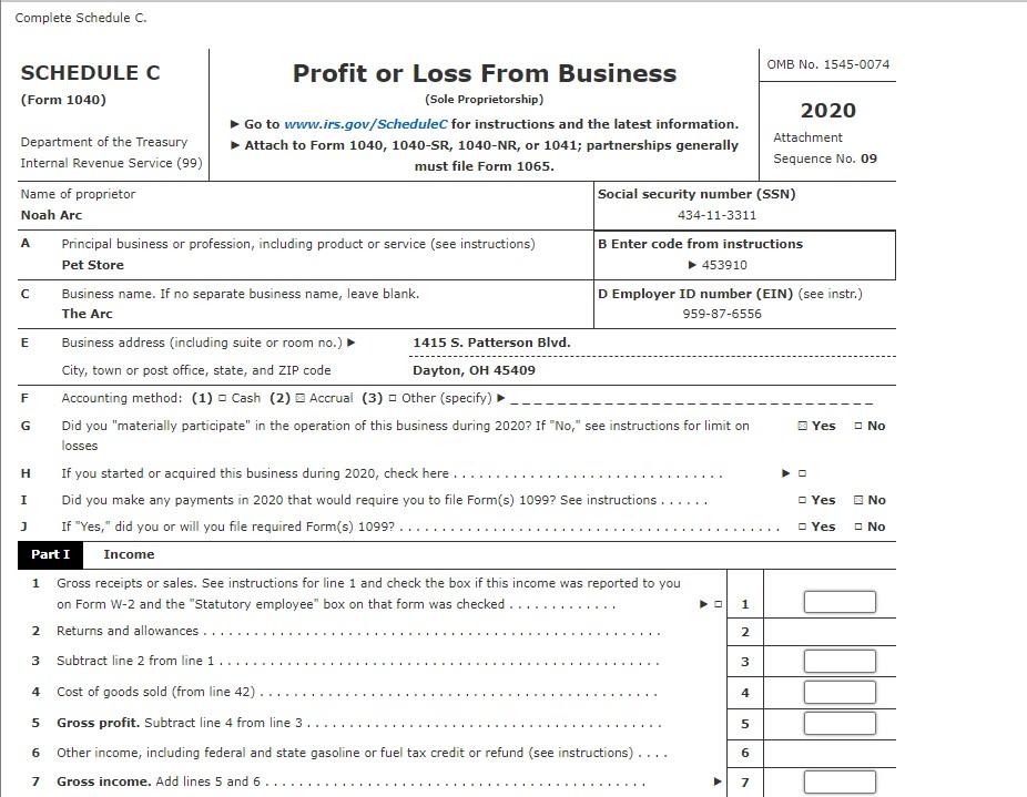 Comprehensive Problem 1 - Part 2: Schedule C, | Chegg.com