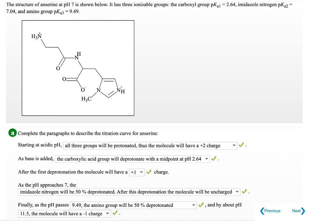The structure of anserine at pH 7 is shown below. It | Chegg.com