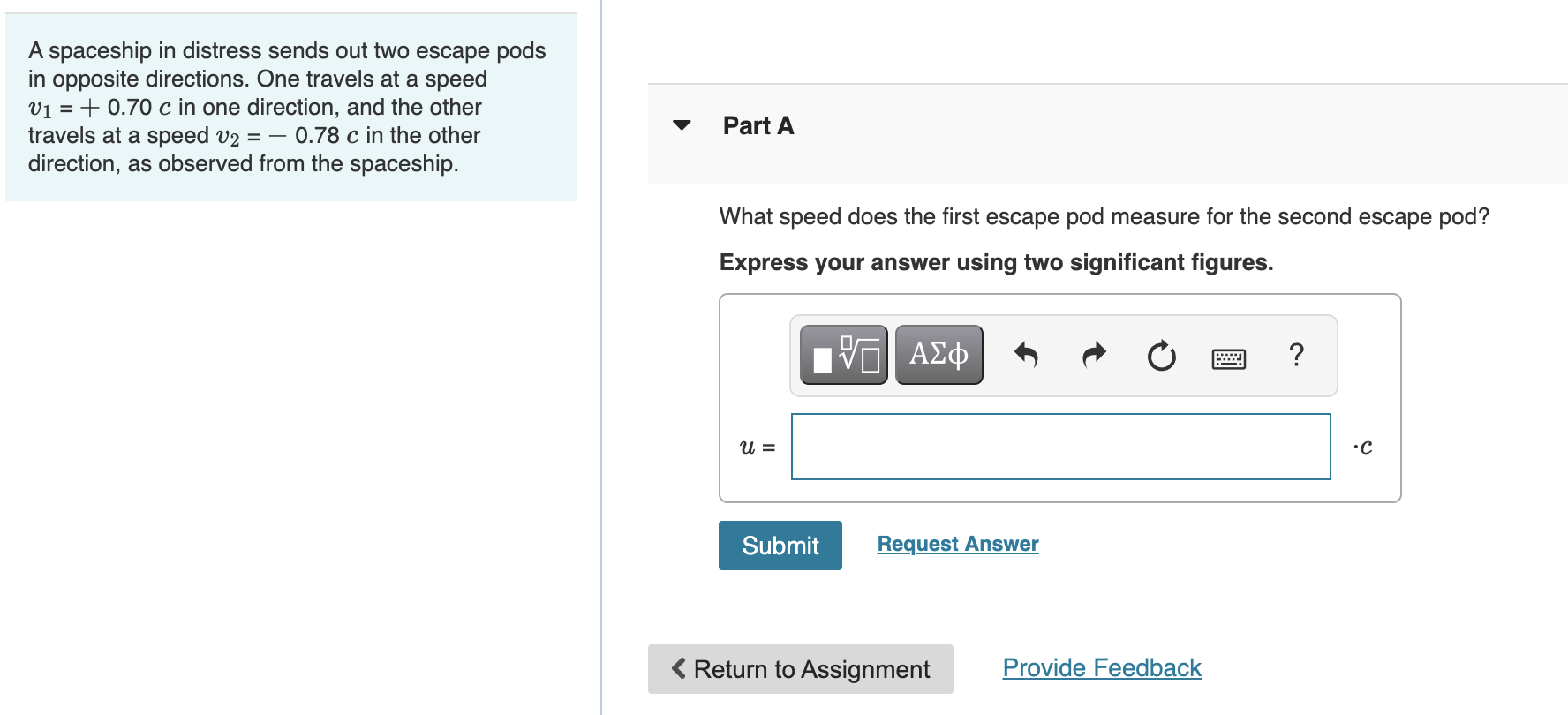 Solved A spaceship in distress sends out two escape pods in | Chegg.com
