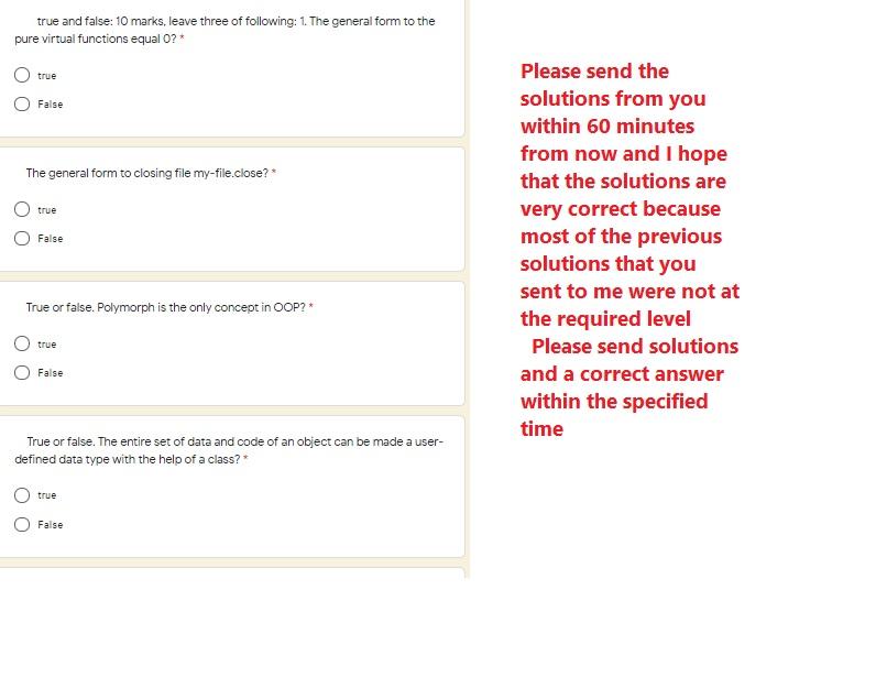 Solved true and false: 10 marks, leave three of following: | Chegg.com