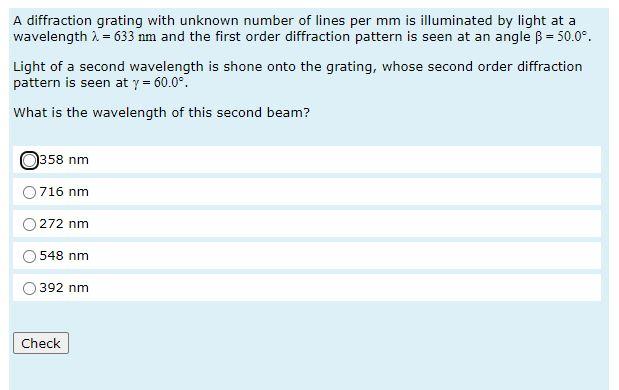 Solved A diffraction grating with unknown number of lines | Chegg.com