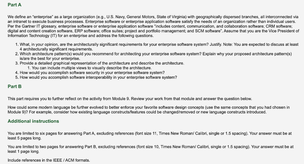 Solved We define an "enterprise" as a large organization | Chegg.com