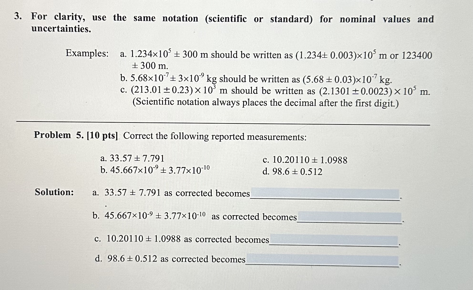 Solved Problem 5. [10 ﻿pts] ﻿Correct the following reported | Chegg.com