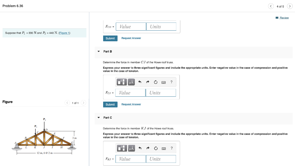 Solved Suppose that P1=330 N and P2=440 N. (Figure 1) Part B | Chegg.com