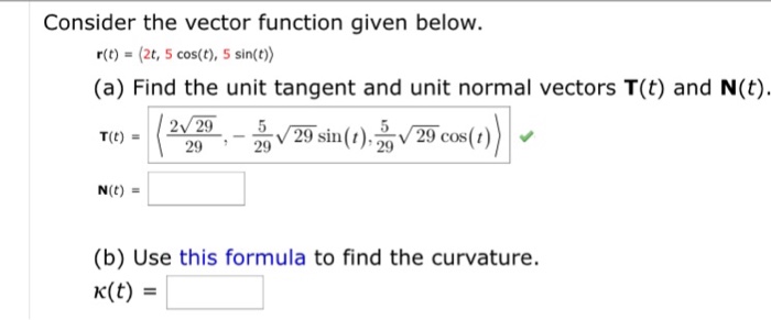 Solved Consider the vector function given below. r(t) = | Chegg.com