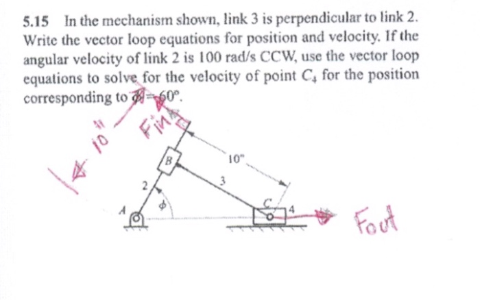 Solved 5.15 n the mechanism shown, link 3 is perpendicular | Chegg.com