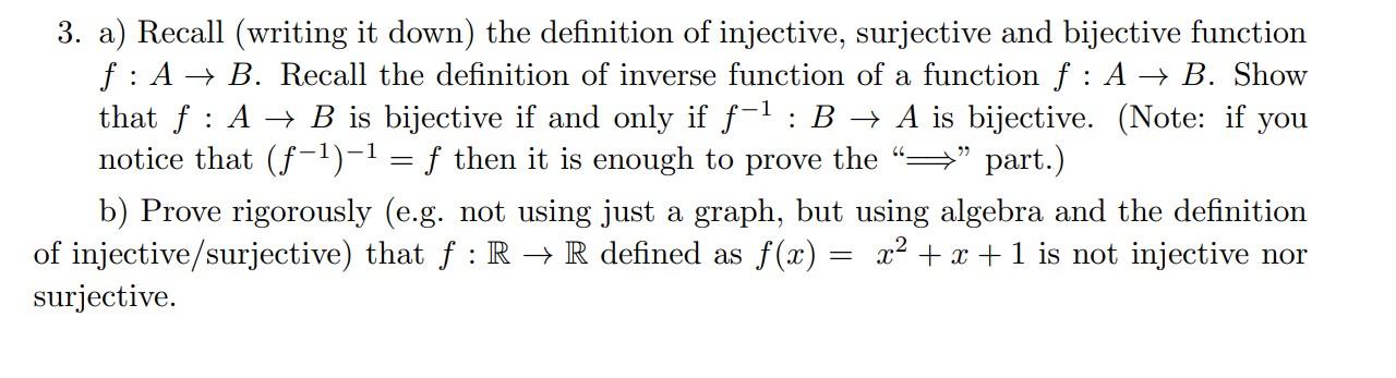 Solved 3. a) Recall (writing it down) the definition of | Chegg.com