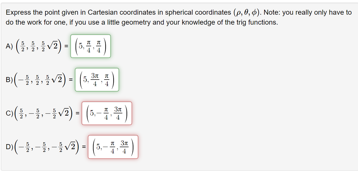 Solved Express the point given in Cartesian coordinates in | Chegg.com