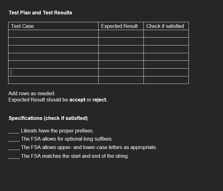 Finite State Automata You will implement and test a | Chegg.com