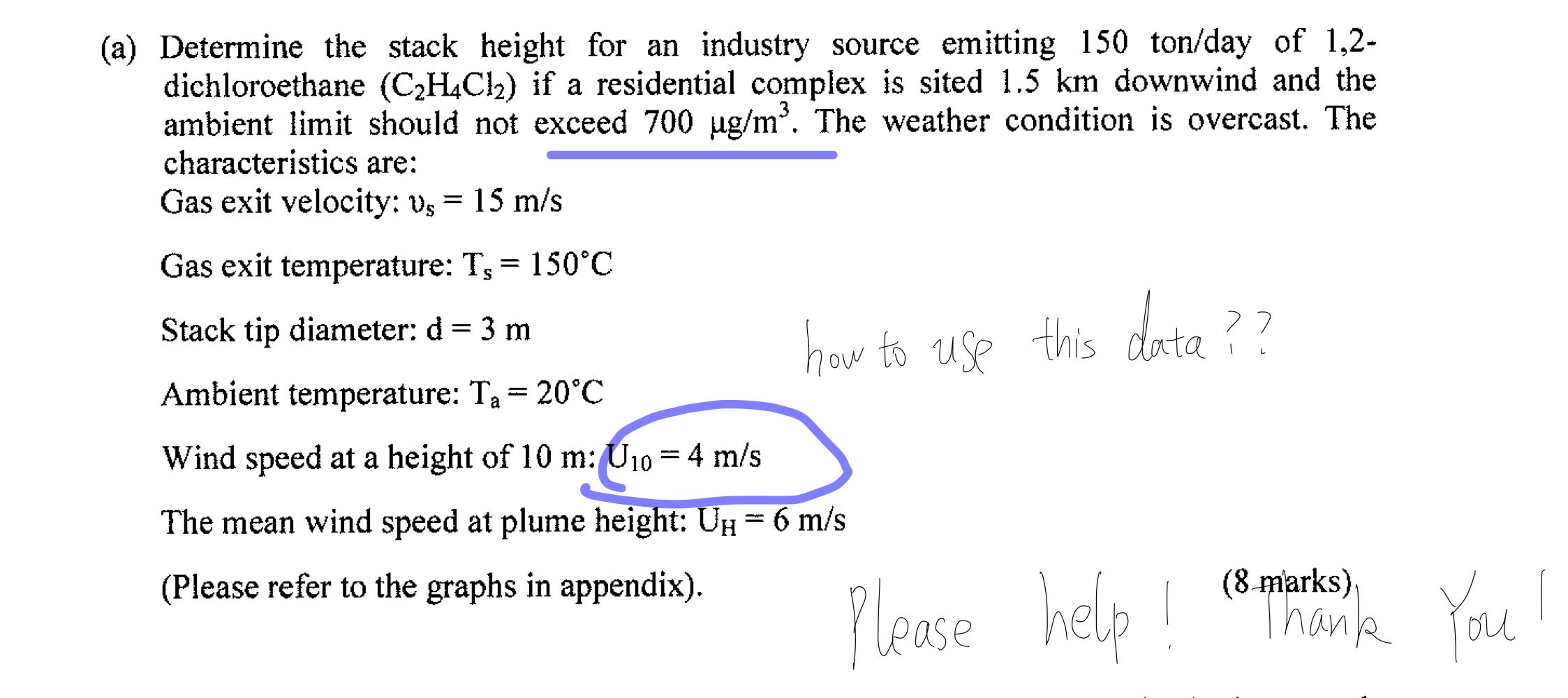 Solved (a) Determine the stack height for an industry source | Chegg.com