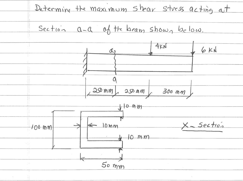 Solved Determine the maximum shear stress acting at Section | Chegg.com