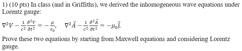 Solved n class (and in Griffiths), ﻿we derived the | Chegg.com