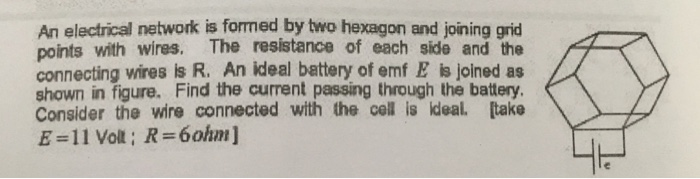 Solved An electrical network is formed by two hexagon and | Chegg.com