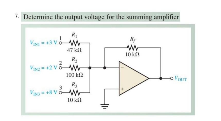 Solved Determine the output voltage for the summing | Chegg.com