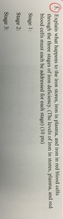 Solved 5. Explain what happens to the iron stores, iron in | Chegg.com