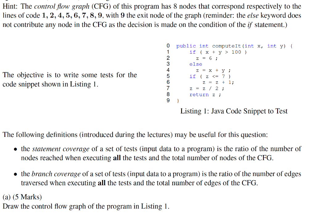 Hint: The control flow graph (CFG) of this program | Chegg.com