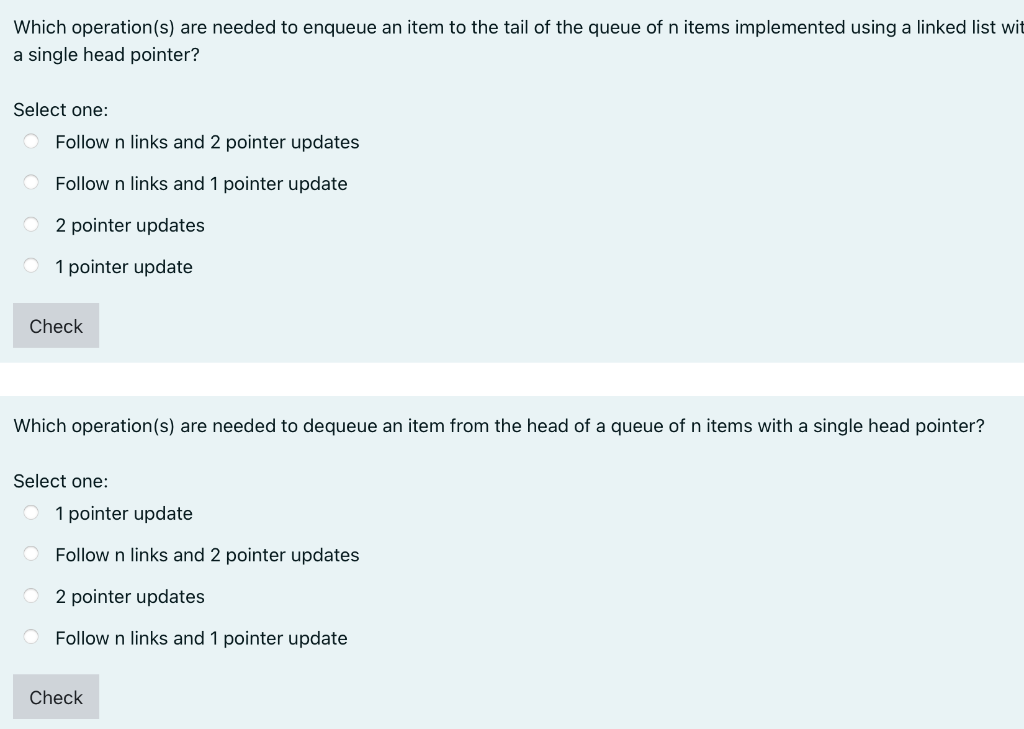 Solved Which operation(s) are needed to enqueue an item to | Chegg.com