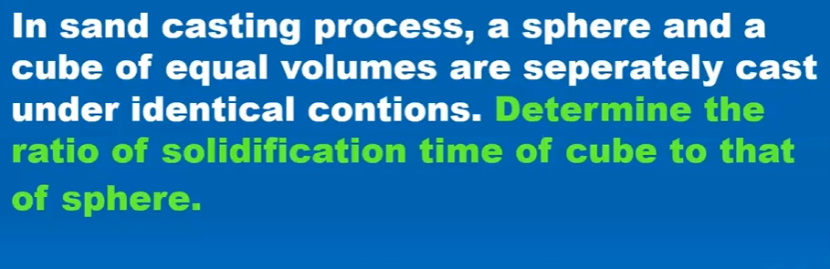 Solved In sand casting process, a sphere and a cube of equal | Chegg.com