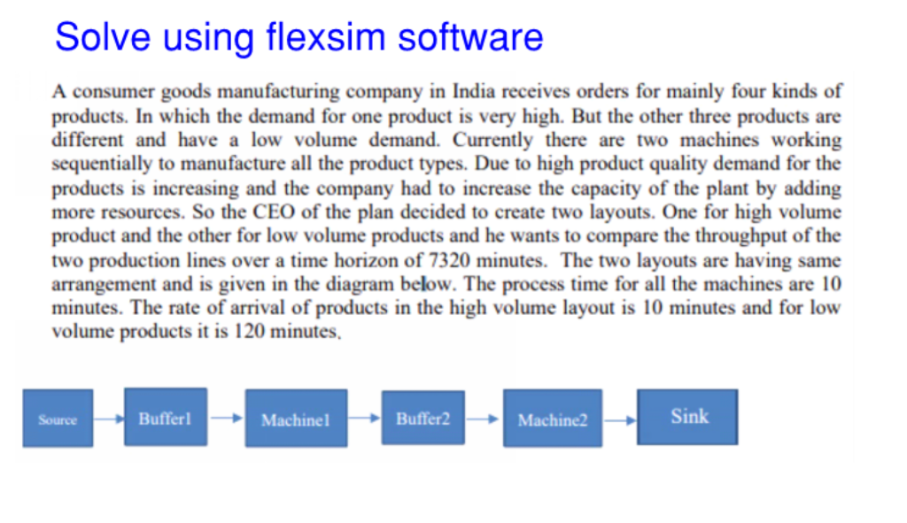 Solve using flexsim software A consumer goods | Chegg.com