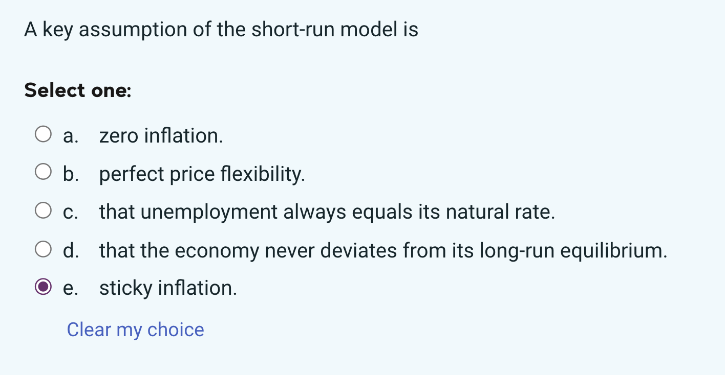 Solved A key assumption of the short-run model isSelect | Chegg.com