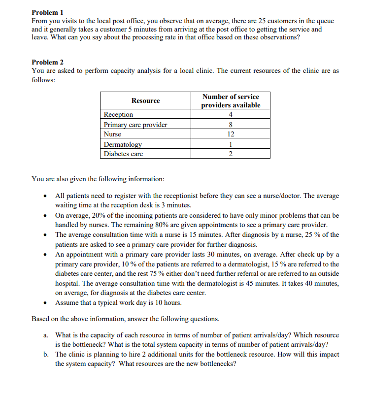 Solved Problem 1 From you visits to the local post office, | Chegg.com