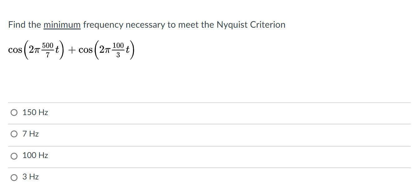 Solved Find the minimum frequency necessary to meet the | Chegg.com