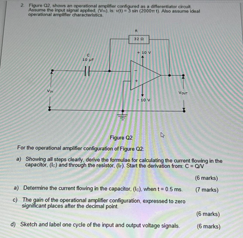 [solved] 2 Figure Q2 Shows An Operational Amplifier Con