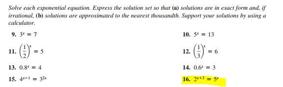 Solved Solve each exponential equation. Express the solution | Chegg.com