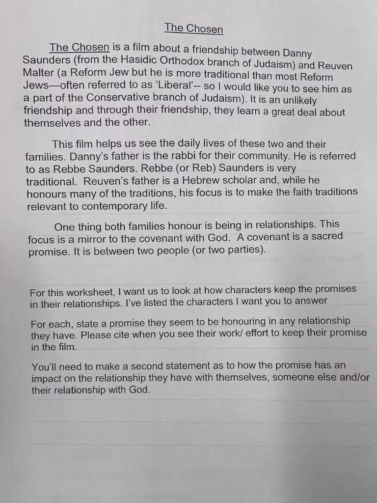 The Chosen The Chosen is a film about a friendship | Chegg.com