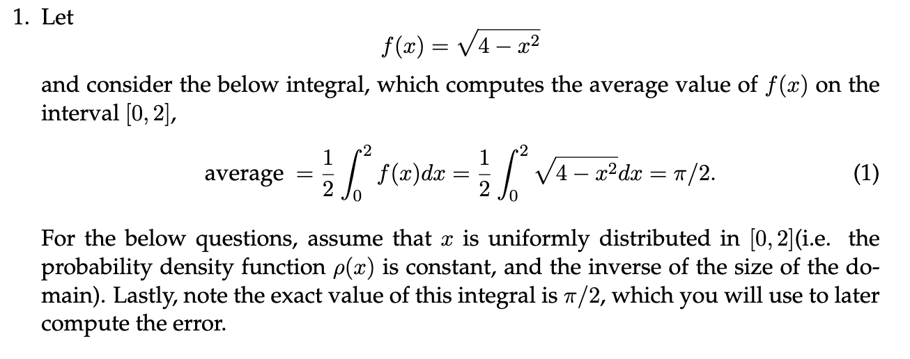 Solved f(x)=4−x2 and consider the below integral, which | Chegg.com