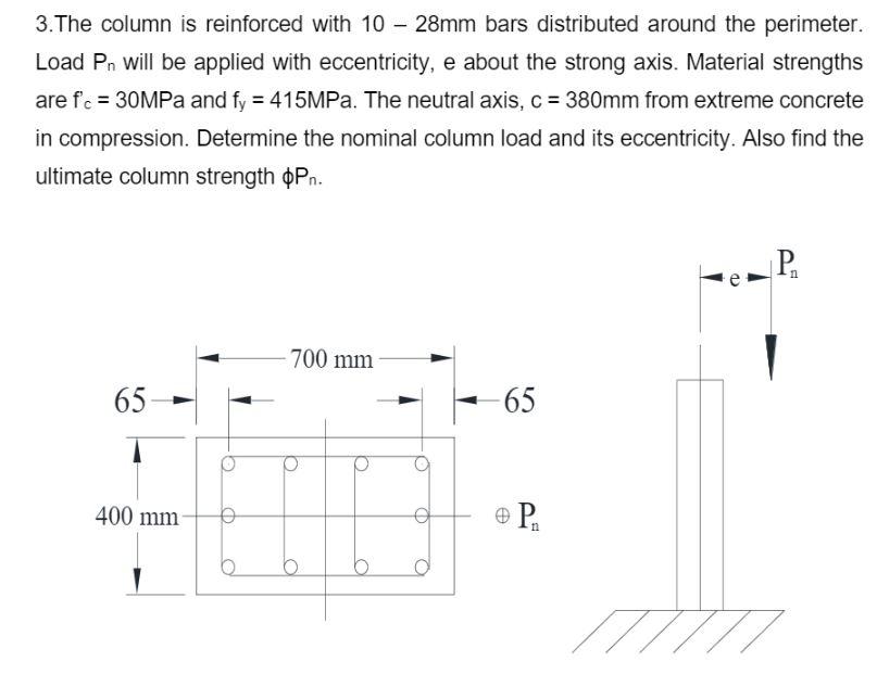Solved 3. The column is reinforced with 10 - 28mm bars | Chegg.com