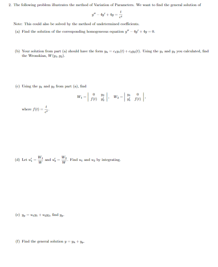 Solved 2. The following problem illustrates the method of | Chegg.com