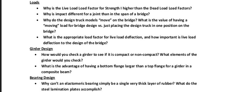 Solved Loads Why is the Live Load Load Factor for Strength I | Chegg.com