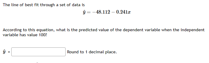 Solved The line of best fit through a set of data is | Chegg.com