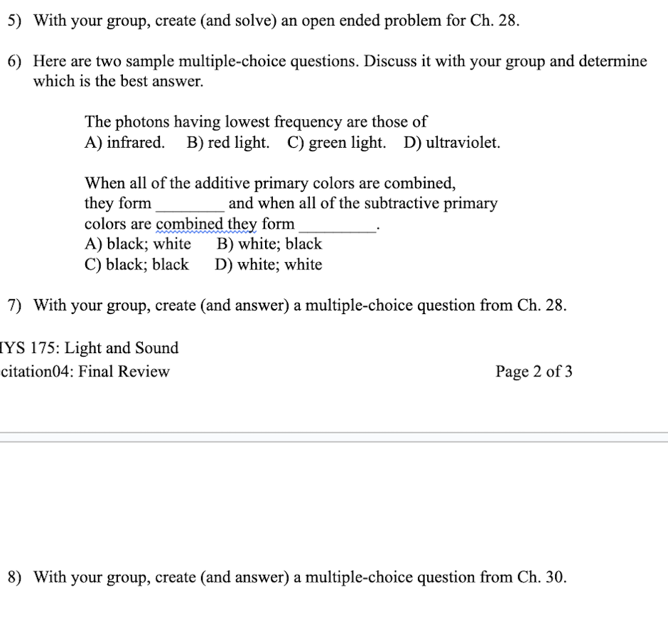 Solved With your group, create (and solve) an open ended | Chegg.com