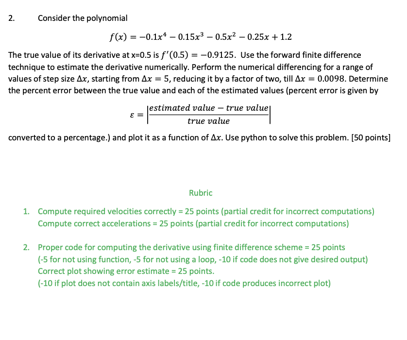 Solved 2. Consider the polynomial | Chegg.com
