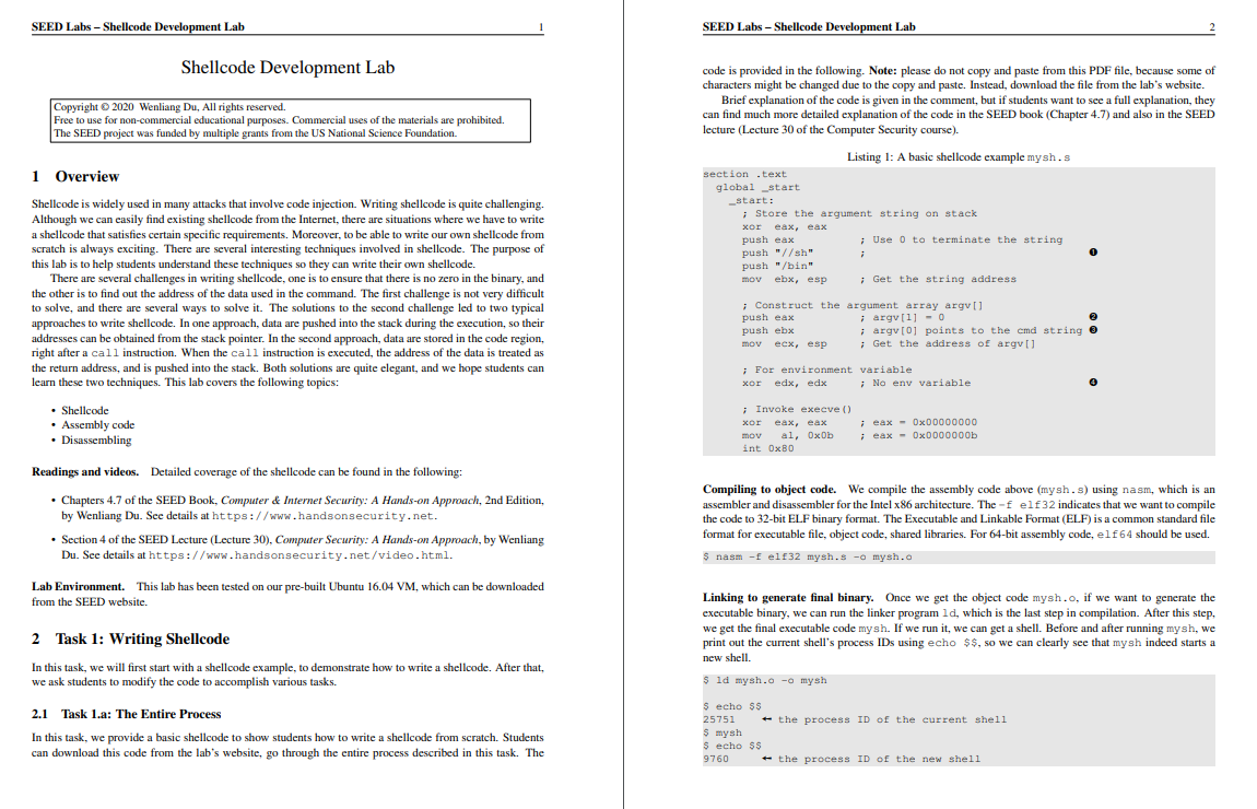 Solved Please help me in this SEED lab (Shellcode | Chegg.com