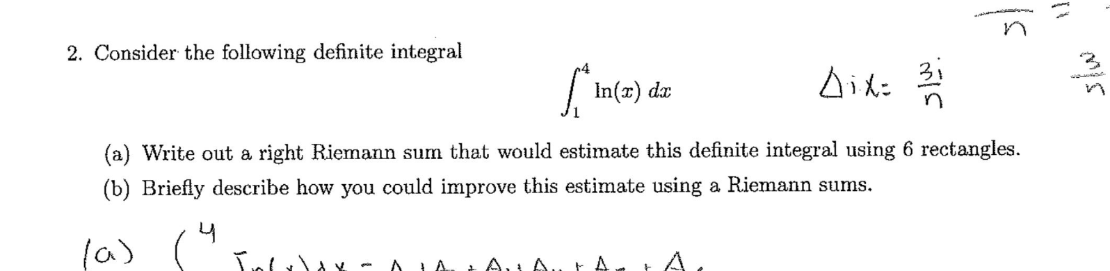 Solved 2. Consider the following definite integral | Chegg.com