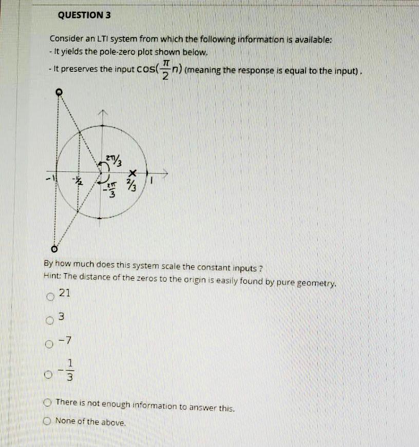 Solved QUESTION 3 Consider an LTI system from which the | Chegg.com