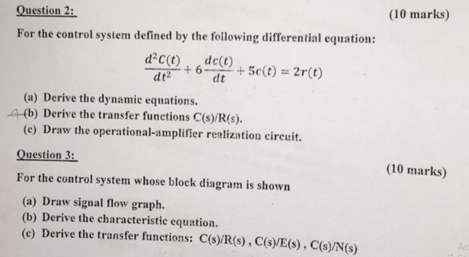 Solved + 6 For the control system defined by the following | Chegg.com