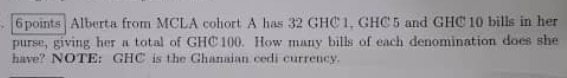 Solved Alberta from MCLA cohort A has 32 ﻿GHC1, ﻿GHC5 ﻿and | Chegg.com