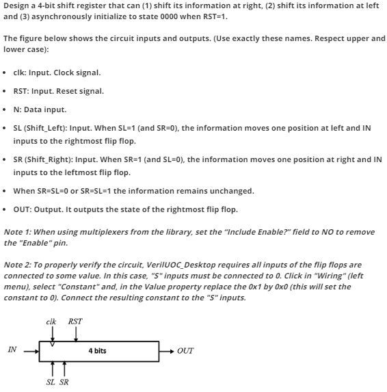 Solved Design a 4-bit shift register that can (1) shift its | Chegg.com