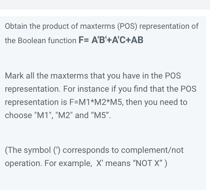 Solved Obtain the product of maxterms (POS) representation | Chegg.com