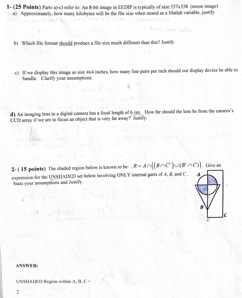 Solved 1- (25 Points) Parts a)-c) refer to: An 8-bit image | Chegg.com