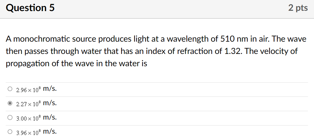 Solved A monochromatic source produces light at a wavelength | Chegg.com
